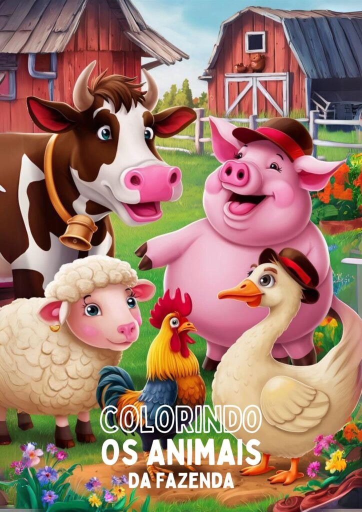 Colorindo os animais da fazenda - Livros em PDF para colorir